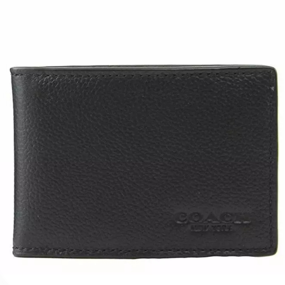 Coach | Bags | Mens Coach Black Compact Id Sport Calf Leather Bifold ...